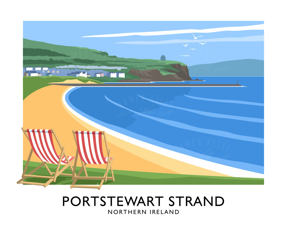 PORTSTEWART STRAND travel poster – JAMES KELLY ART