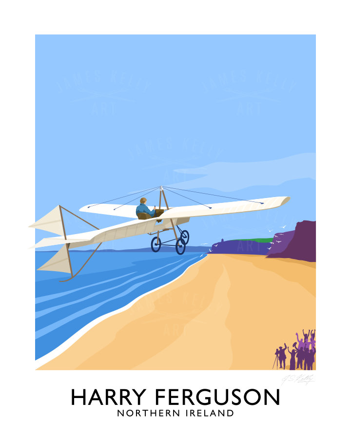 HARRY FERGUSON Airplane travel poster – JAMES KELLY ART