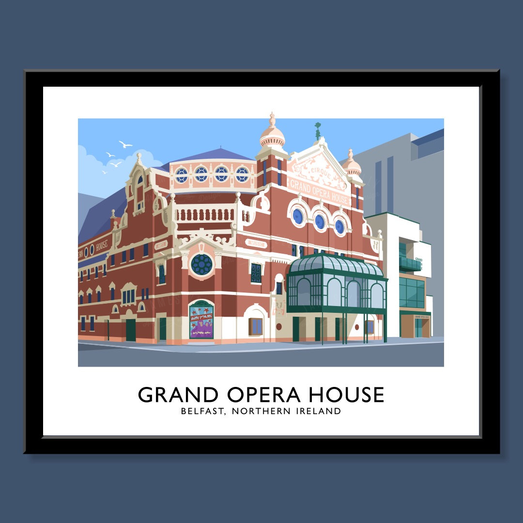 Vintage style art print of the Grand Opera House in Belfast