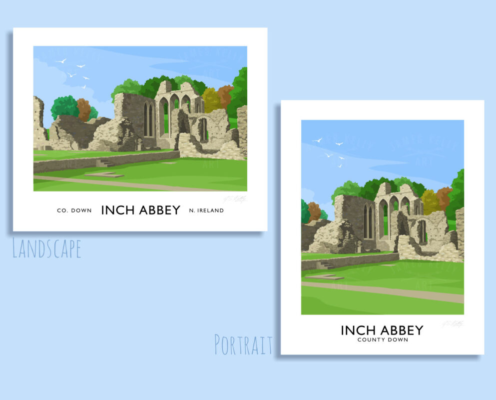 INCH ABBEY travel poster – JAMES KELLY ART