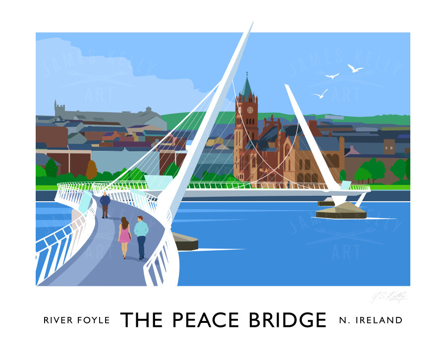 THE PEACE BRIDGE (Derry-Londonderry) travel poster – JAMES KELLY ART