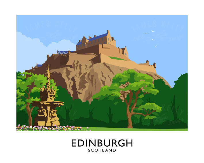 EDINBURGH CASTLE travel poster – JAMES KELLY ART