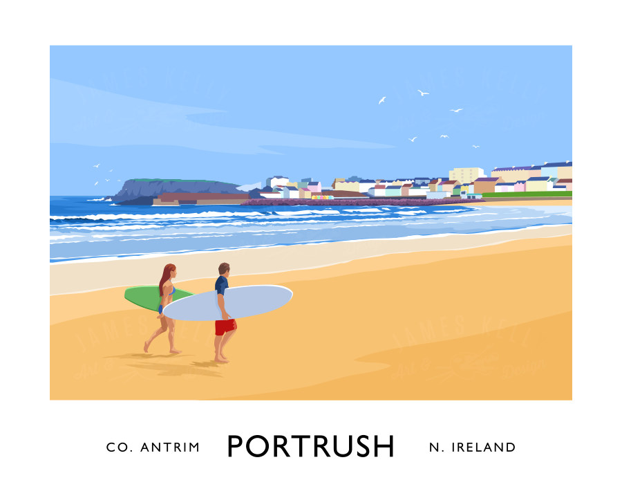 PORTRUSH (West Strand) travel poster – JAMES KELLY ART