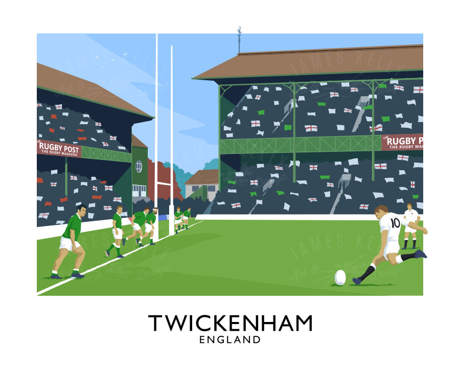 England v Ireland (rugby) travel poster – JAMES KELLY ART