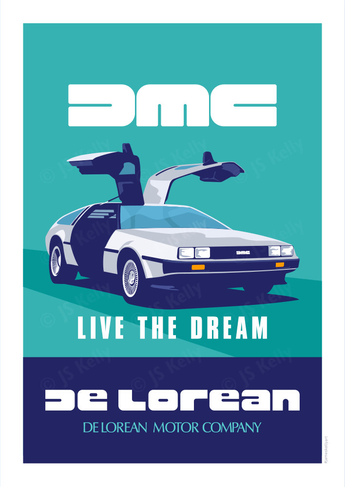 DeLorean retro poster – JAMES KELLY ART